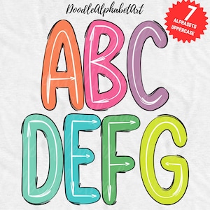 Handwriting Playful Arrow Alphabet PNG Bundle, 7 Alpha Sets, Doodle ...