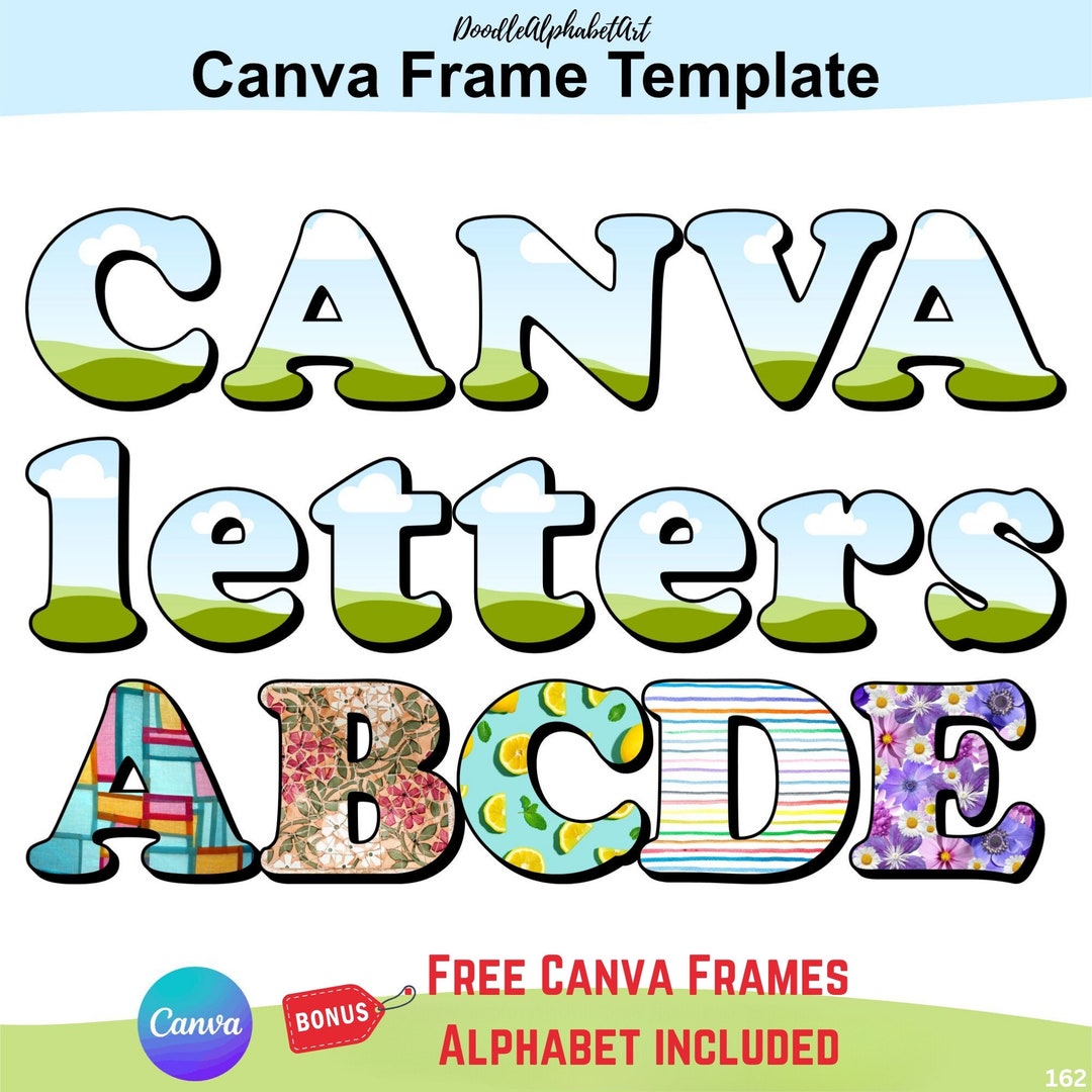 Editable Canva Frame Letters in Groovy Retro Font With 3D Block Shadow ...