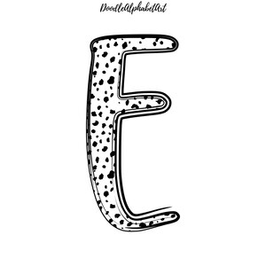 Dalmatian Dots Outline Scribble Alphabet PNG, Black and White Color ...