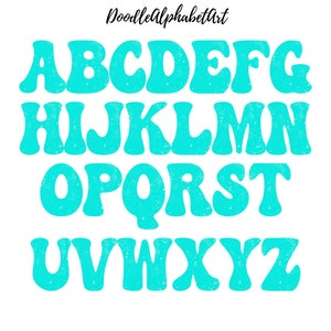 Bright Groovy Distressed Grunge Alphabet PNG Bundle, 5 Alpha Sets PNG ...