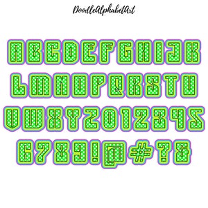 Bright Polka Dot Funky Doodle Alphabet PNG Bundle, 5 Alpha Sets, Bold ...