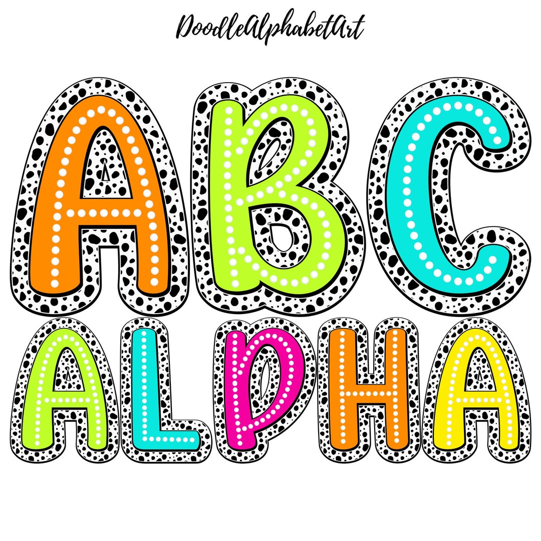 Dalmatian Spots Alphabet PNG Bundle: Bright Polka Dot Letters (digital ...