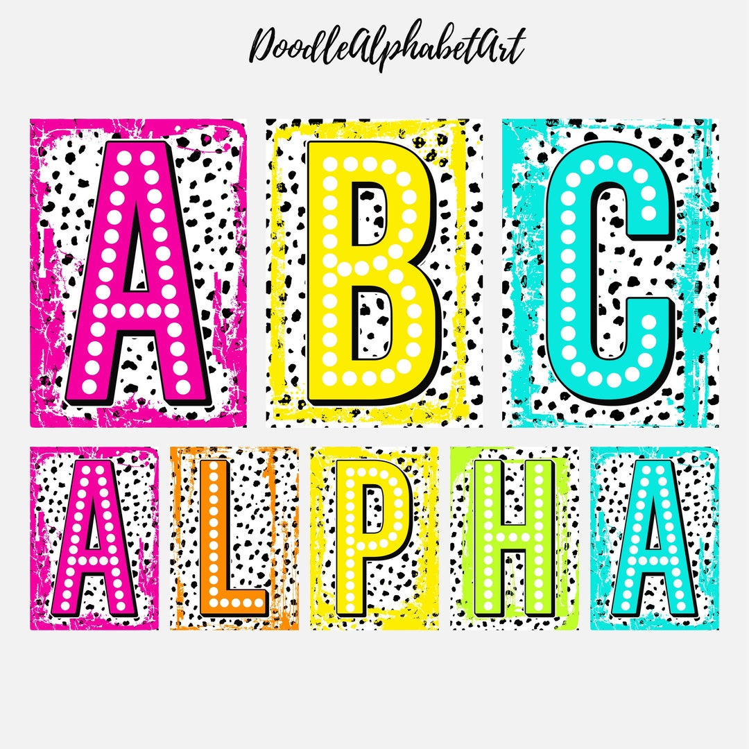 Dalmatian Dots Distressed Colorful Grunge Blocks PNG, Dots Letters PNG ...