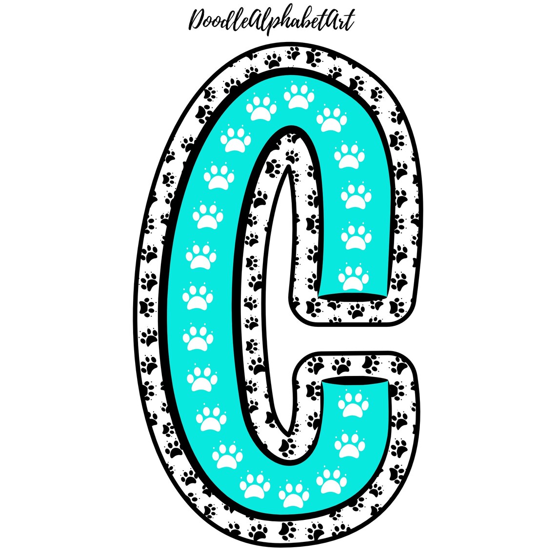 Cat Paw Print Alphabet PNG Bundle: Retro Bright Colors (digital ...