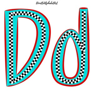 Checkerboard Alphabet PNG Bundle, Summer, Bold and Bright Colors, 5 ...