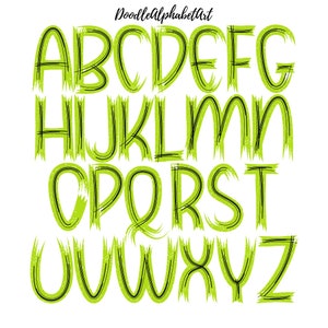 Vintage Grunge Bright Doodle Alphabet, With Line Stroke, Distressed ...
