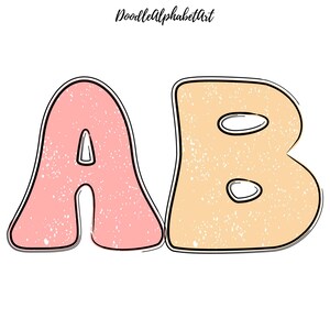 Scribble Doodle Alphabet Letters PNG Files, Grunge Groovy Retro Style ...