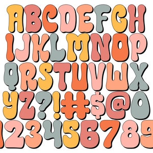 Boho Floral Retro Alphabet PNG With Clipart, 6 Bohemian Colors Hand ...