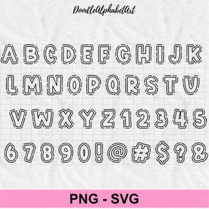 Doodle Alphabet PNG SVG Bundle: Lines and Dots Customizable Letters ...
