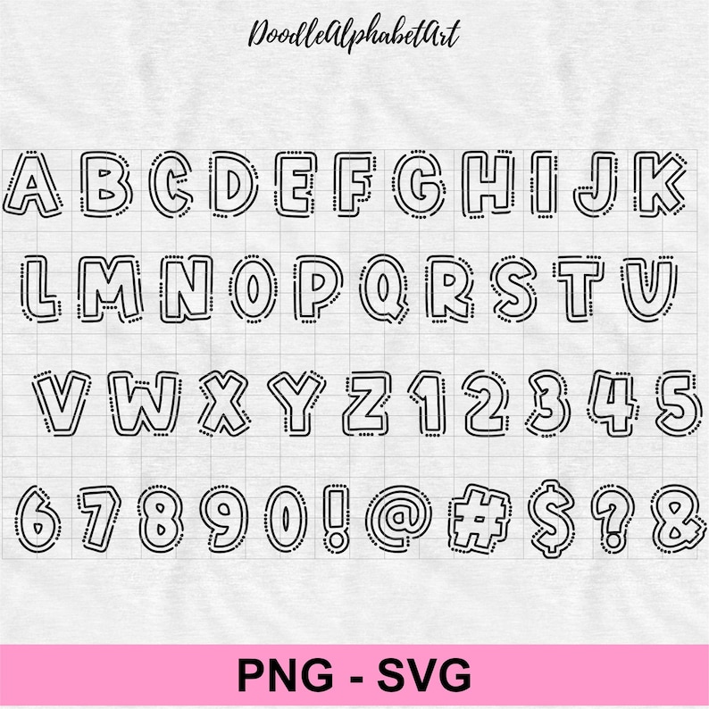 Doodle Alphabet PNG SVG Bundle: Lines and Dots Customizable Letters ...