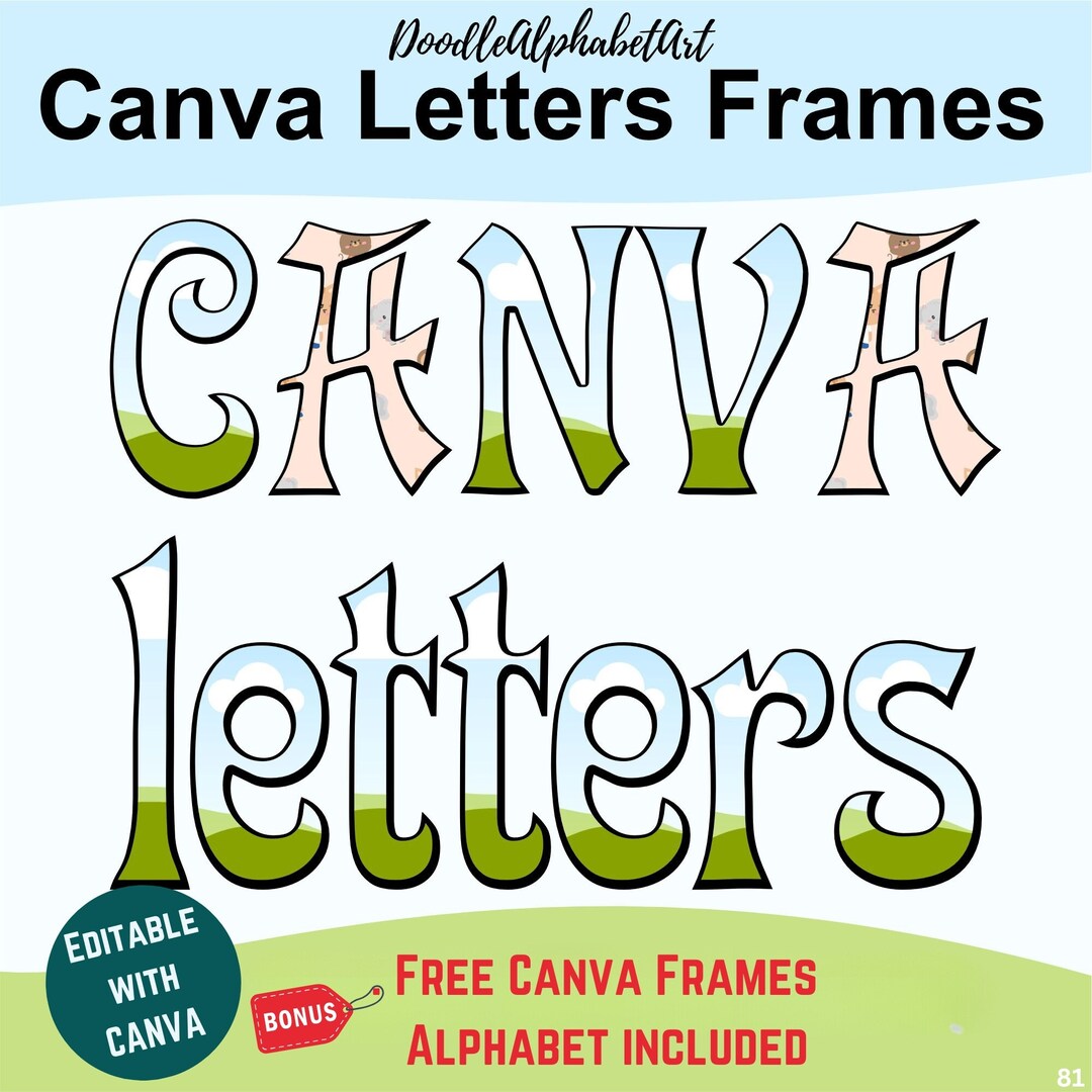 Canva Letter Frames, Vintage Display Font, Doodle Alphabet Editable ...