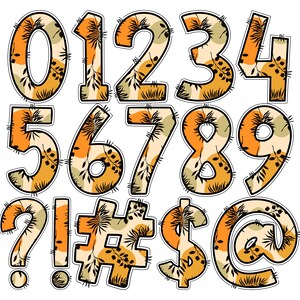 Boho Tropical Palm Leaves Alphabet Digital Doodle Letters PNG, Hand ...