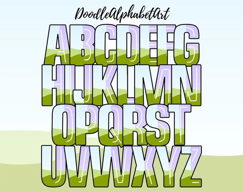 Canva Frames Split Alphabet Font: Doodle Letters (digital Download) - Etsy