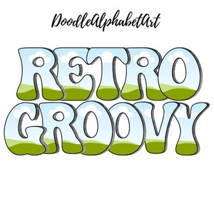 Canva Frames Font, Retro Groovy Letters With Distressed Block Shadow ...