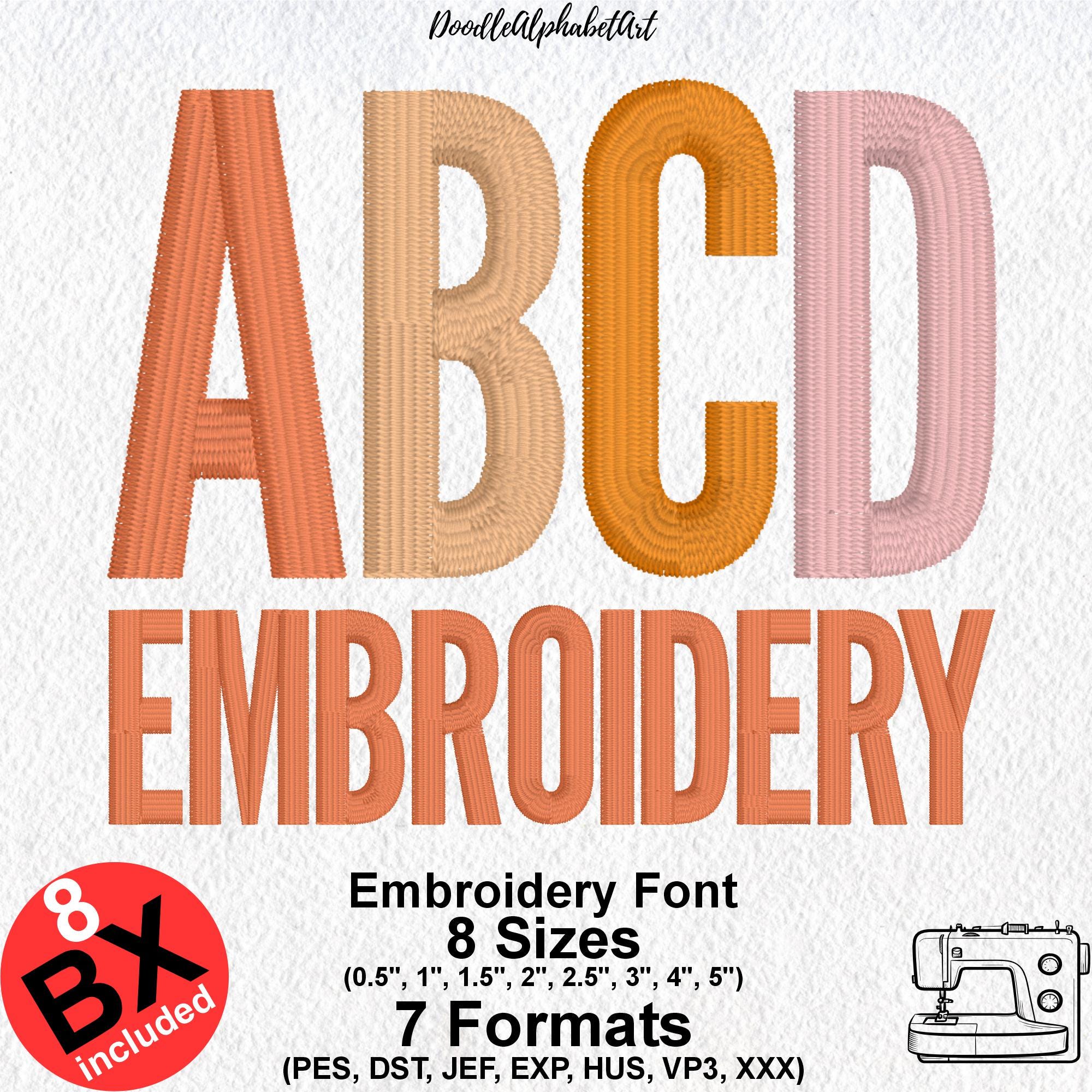 Satin Column Stitch League Gothic Embroidery Font, 8 Sizes 7 Formats ...