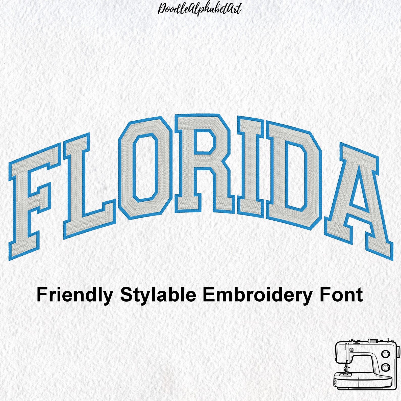 Varsity 2 Color Embroidery Font, 6 Sizes 7 Formats , Native BX, Outline ...