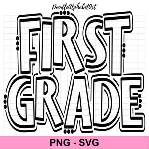 First Grade Doodle Word Art: PNG SVG Teacher Design (digital Download ...