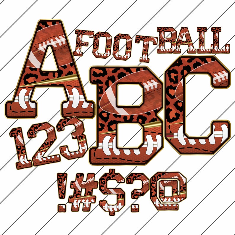 American Football Letters PNG Football Leopard Digital Print - Etsy