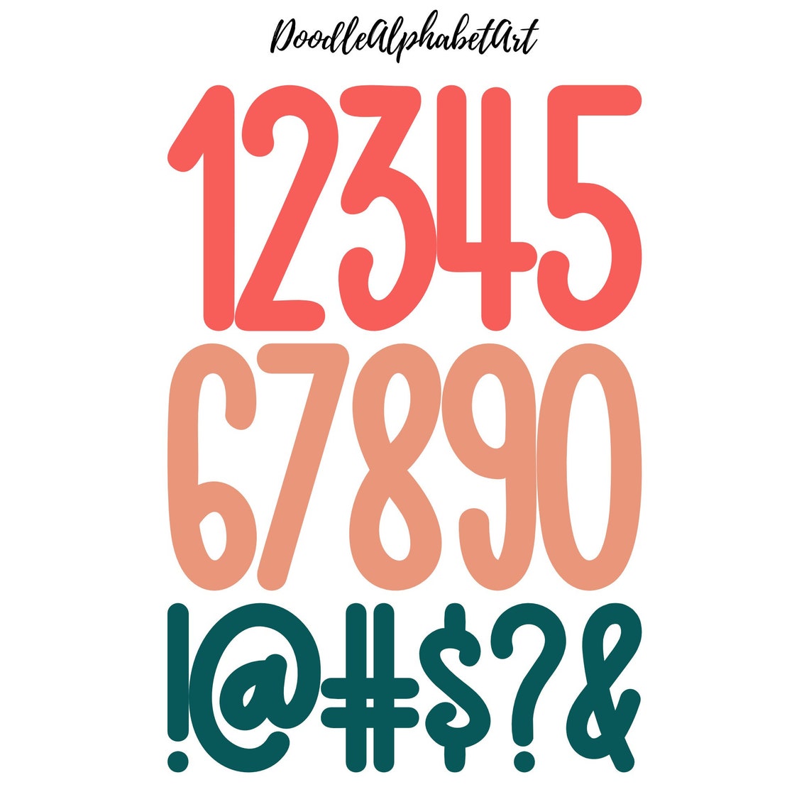 Earthy Boho Doodle Alphabet PNG Bundle: 10 Handwritten Font Sets ...