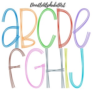 Handwriting Scribble Letters PNG in 10 Colors, Doodle Alphabet PNG ...