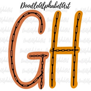 Handwriting Chain Letters PNG in 10 Colors, Hand-drawn Boho Scribble ...