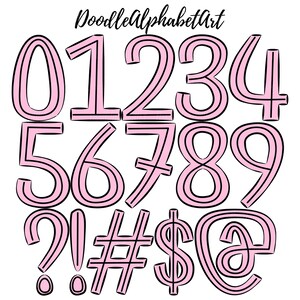 Black Center Line Doodle Alphabet PNG Bundle, Bright Pastel Colors ...