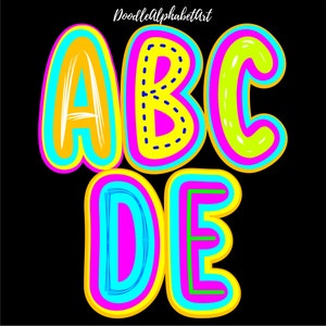 Funky Letters PNG, Marquee Alphabet PNG, Scribble Alphabet, Brush ...