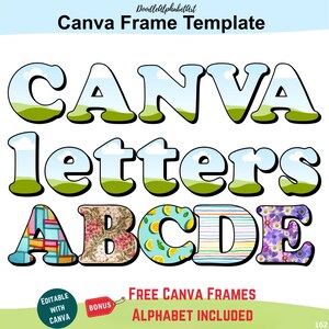 Editable Canva Frame Letters in Groovy Retro Font With 3D Block Shadow ...