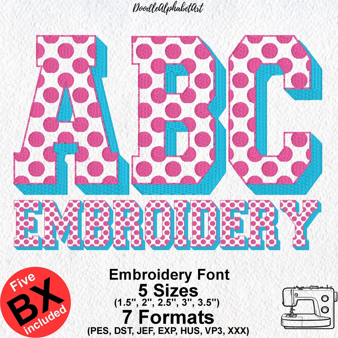 Dots Pattern Varsity Embroidery Fonts: Fill Stitch Shadow 7 Formats 5 ...
