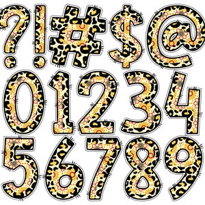 Half Leopard and Flower Digital Doodle Alphabet Letters PNG, Hand Drawn ...