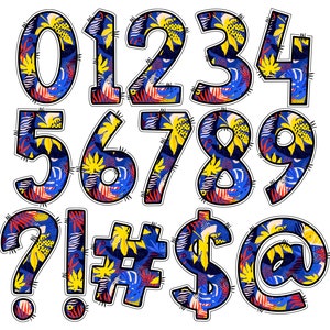 Colorful Collage Contemporary Floral Hawaiian Digital Alphabet Letters ...