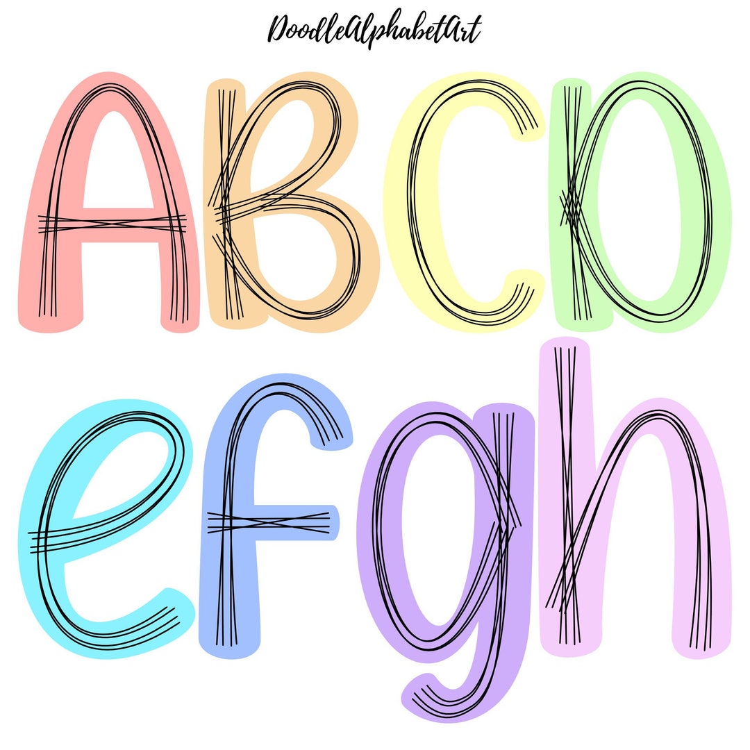 Hand-drawn Pastel Alphabet Bundle - Uppercase, Lowercase, and Numbers ...