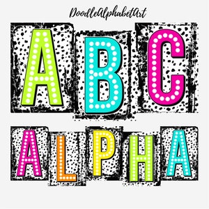 Dalmatian Distressed Black Grunge Blocks Letters PNG, Dots Alphabet PNG ...