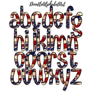 Digital Download, Patriotic American Flag Doodle Letters PNG, USA ...