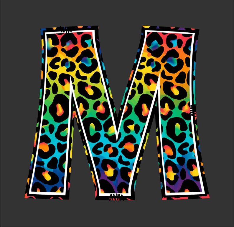 Rainbow Leopard Digital Alphabet Letters PNG Sublimation - Etsy