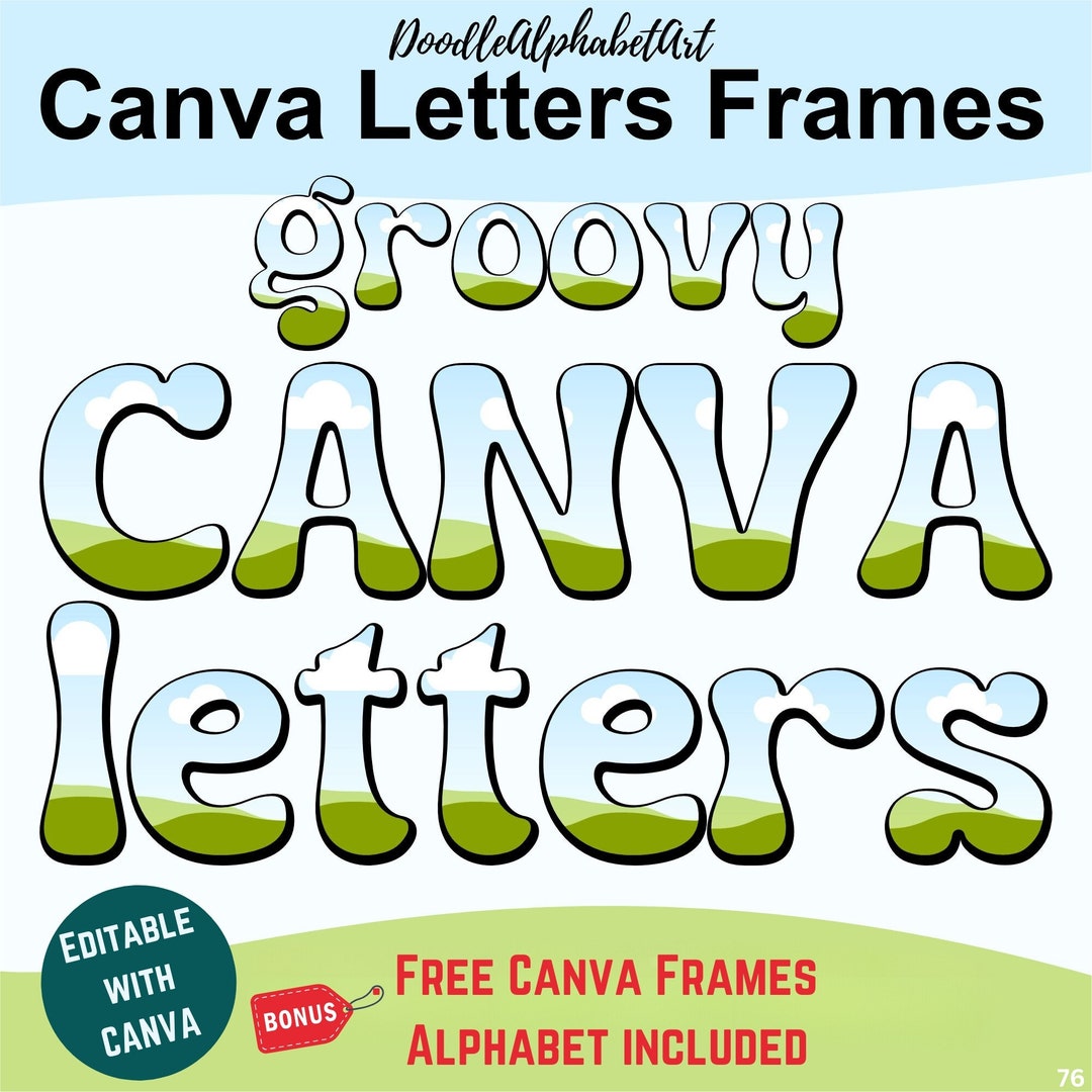 Groovy Alphabet Canva Frame: Retro Editable Letters (digital Download ...