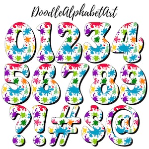 Colorful Paint Splatter Groovy Letters PNG, A Hand Drawn Digital ...