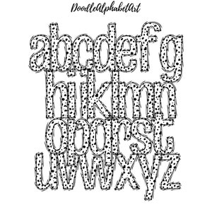 Dot Dalmatian Letters PNG Bundle, Handwritten Doodle Alphabet Letters ...