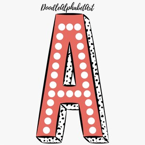 Retro Hand-drawn 3D Dalmatian Dots Alphabet Letters PNG Bundle, Summer ...