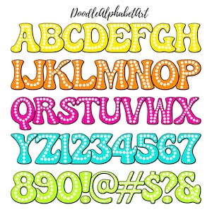 Groovy Polka Dot Alphabet PNG Bundle: Retro Marquee Letters (digital ...