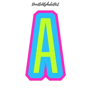 Retro Funky Alphabet PNG Bundle: Colorful Doodle Letters (digital ...