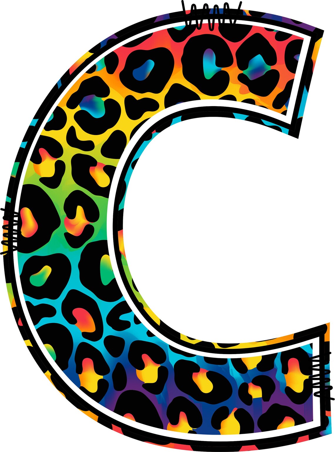 Rainbow Leopard Digital Alphabet Letters PNG Sublimation - Etsy