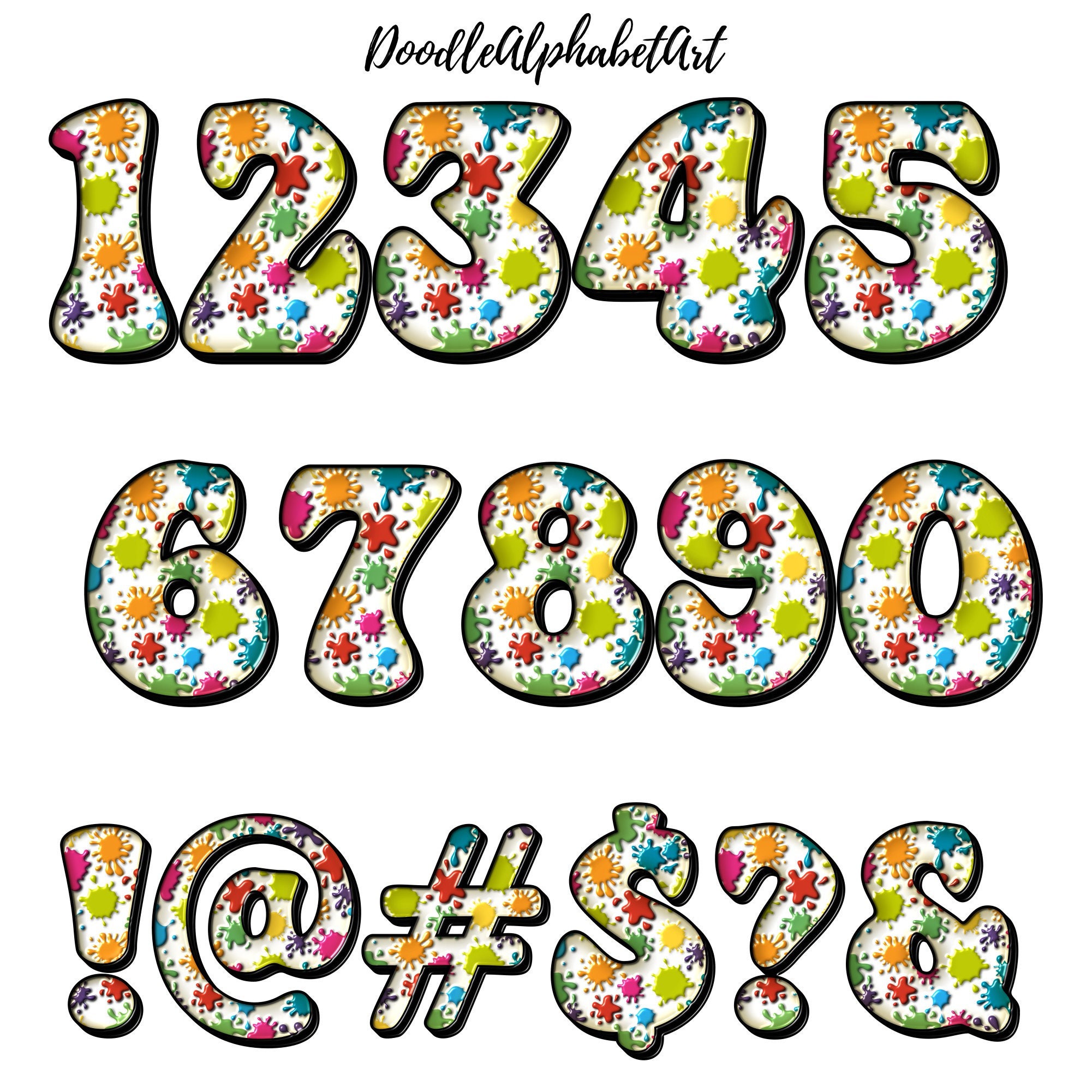 3D Paint Splatter Alphabet PNG: Retro Groovy Letters (digital Download ...