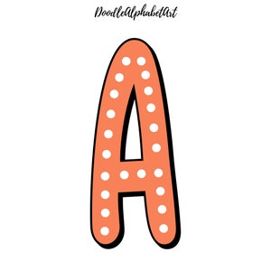 Polka Dot Doodle Alphabet PNG Bundle: 7 Pastel Alpha Sets (digital ...