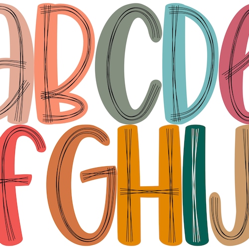 Scribble Letters PNG in 10 Colors Blush Dark Salmon Sage - Etsy