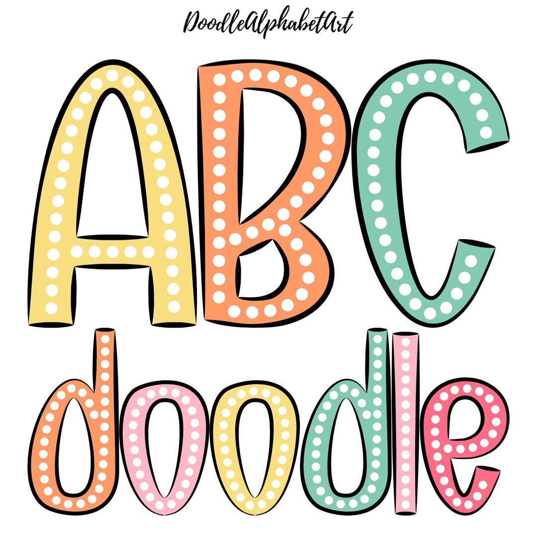 Polka Dot Alphabet PNG Bundle: Teacher Colors, Marquee Letters (digital ...
