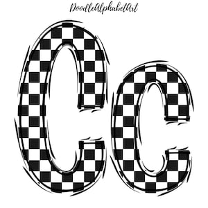 Checkered Letters PNG, Black and White Checkerboard Doodle Alphabet PNG ...