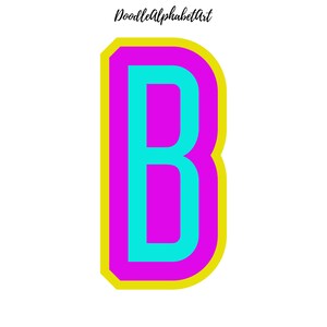 Retro Funky Alphabet Letters, Colorful Narrow PNG Bundle, Bright Colors ...