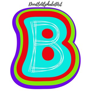Funky Colorful Retro Groovy Alphabet PNG Bundle, Bright Color, 5 Alpha ...