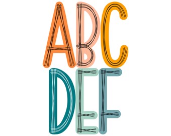 Hand-drawn Scribble Outline Doodle Alphabet PNG Bundle - Etsy